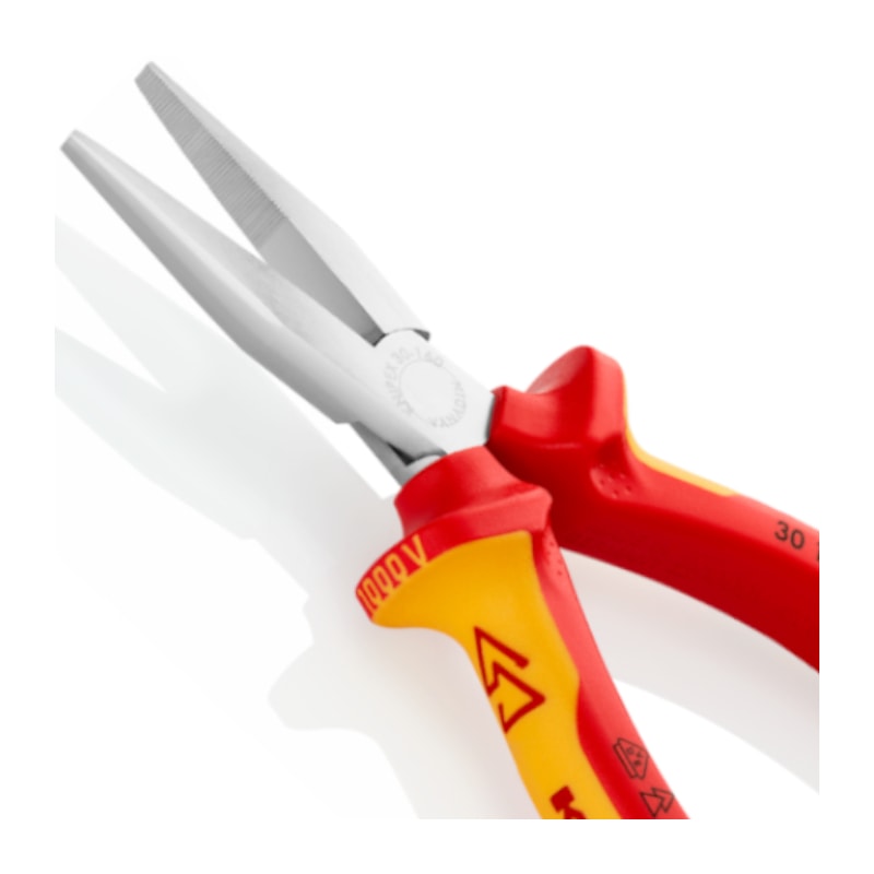 Alicate de Bico Chato 6.1/2" Isolado 1000V VDE 30 16 160 KNIPEX | Anhanguera Ferramentas