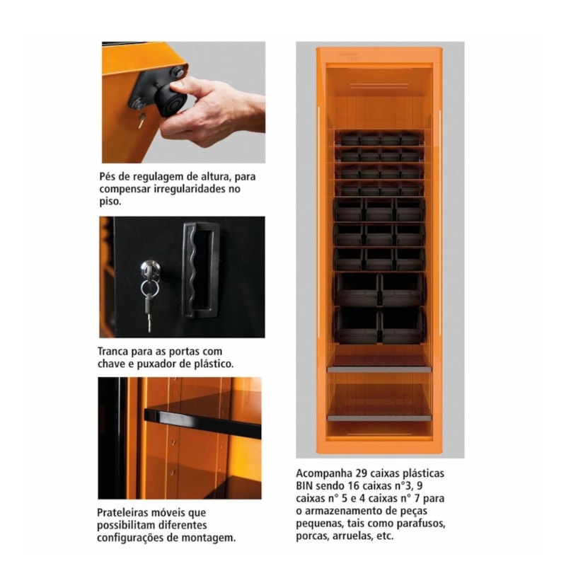 Armário para Ferramentas com 1 Porta e 29 Caixas BIN Azul 44955/211 ...