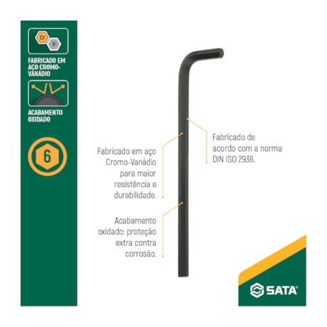 Chave Hexagonal L Tipo Allen Longa 4mm ST84502L SATA | Anhanguera ...