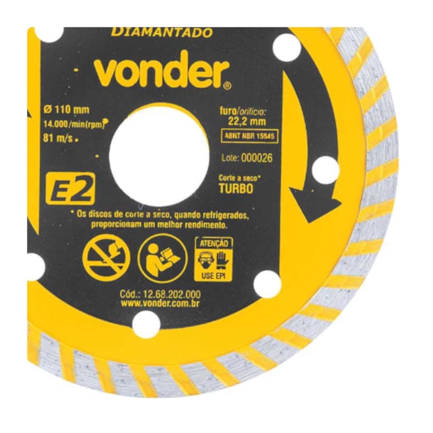 Disco de Corte Diamantado 181mm E2 1268202000 VONDER - Anhanguera ...