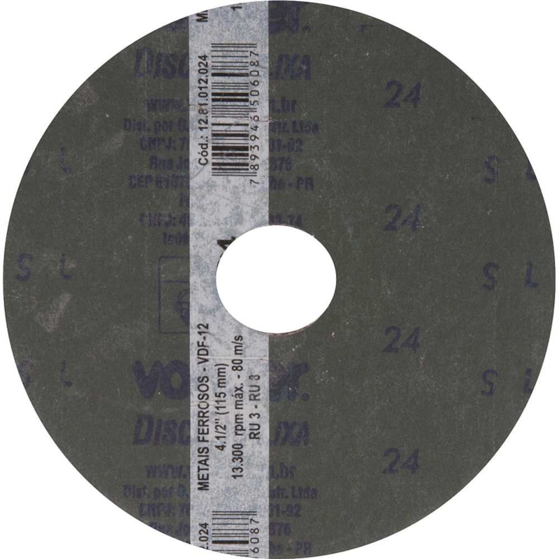 Disco de Lixa 4.1/2" Grão 24 VDF-12 1281012024 VONDER | Anhanguera ...