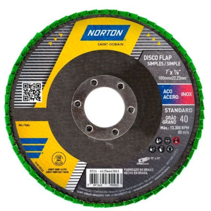 Disco Flap 7" Grão 40 Fibra Standard R 244 FIBRA STANDARD NORTON ...