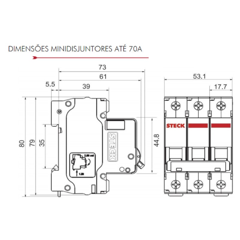 Disjuntor Tripolar 100A C 10kA SDD3C100 Steck|Anhanguera Ferramentas