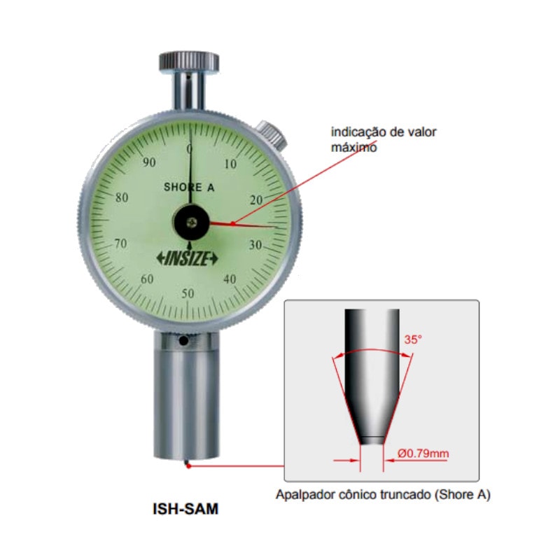 Durômetro Shore A Portátil Analógico 10 a 90 1SH ISH-SAM INSIZE ...