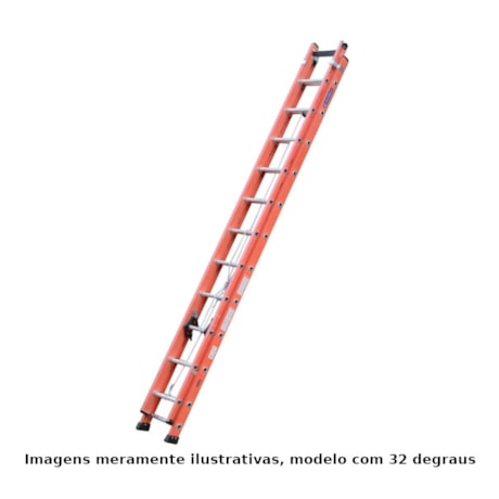 Escada Fibra de Vidro Extensível 32 Degraus 9,90m EFV-32 COGUMELO ...