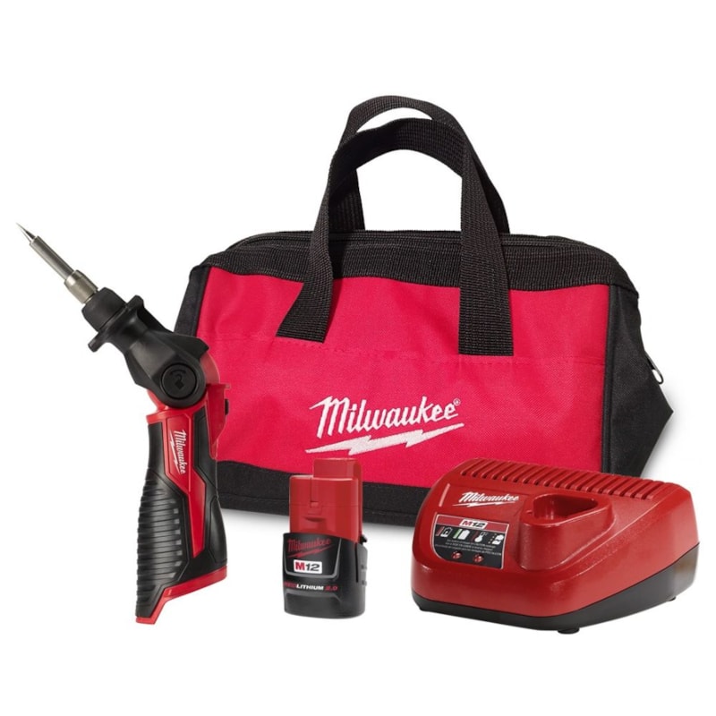 Ferro de Solda 90W 12V com Bateria 2.0Ah Carregador e Bolsa 2488-159 MILWAUKEE | Anhanguera ...