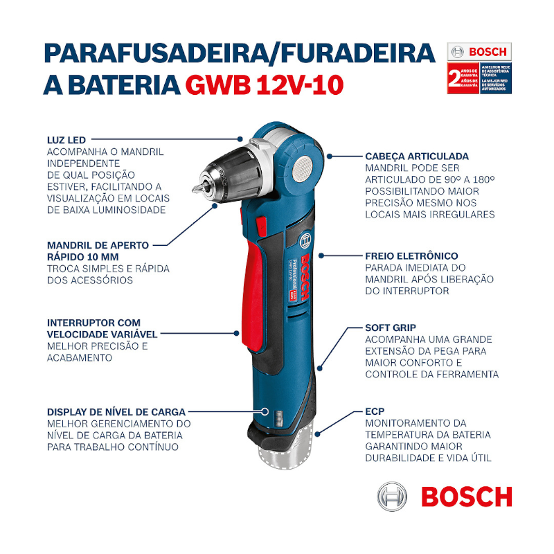 Furadeira Parafusadeira Angular 3/8" 12V sem Bateria sem Carregador com ...