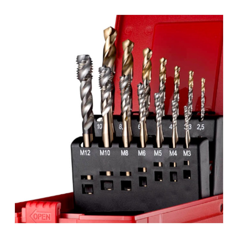 Jogo de Brocas e Macho M3 M12 2.5 a 10.2mm 14 Peças L114302 DORMER ...