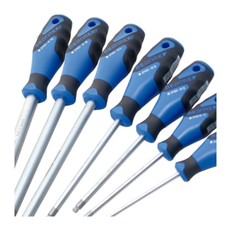 Jogo de Chave Hexagonal Allen Abaulada com Cabo 3MM A 12MM 7 Peças ...