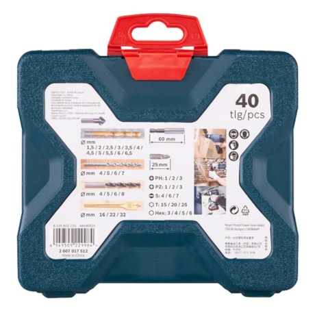 Kit de Bits e Brocas em Titânio com 40 Peças X-LINE 2607017512 BOSCH ...