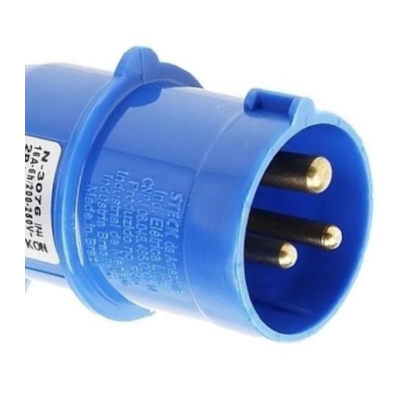 Plugue Industrial Macho Azul 2P+T 16A 250V IP44 N3076-NEWKON STECK ...