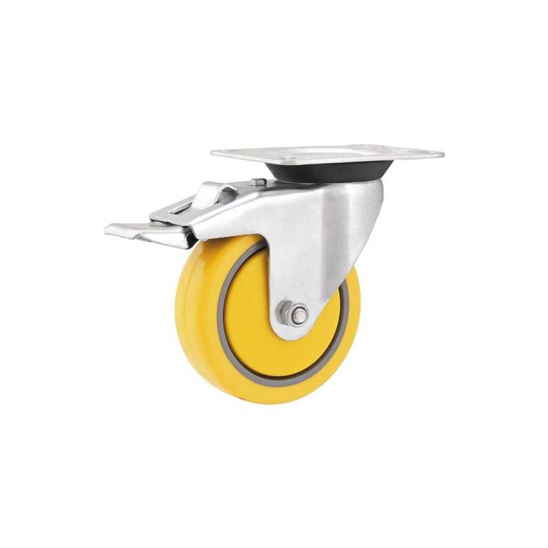 Rodízio Giratório 3" com Freio Poliuretano e PVC Amarelo 3579700030VONDER | Anhanguera Ferramentas