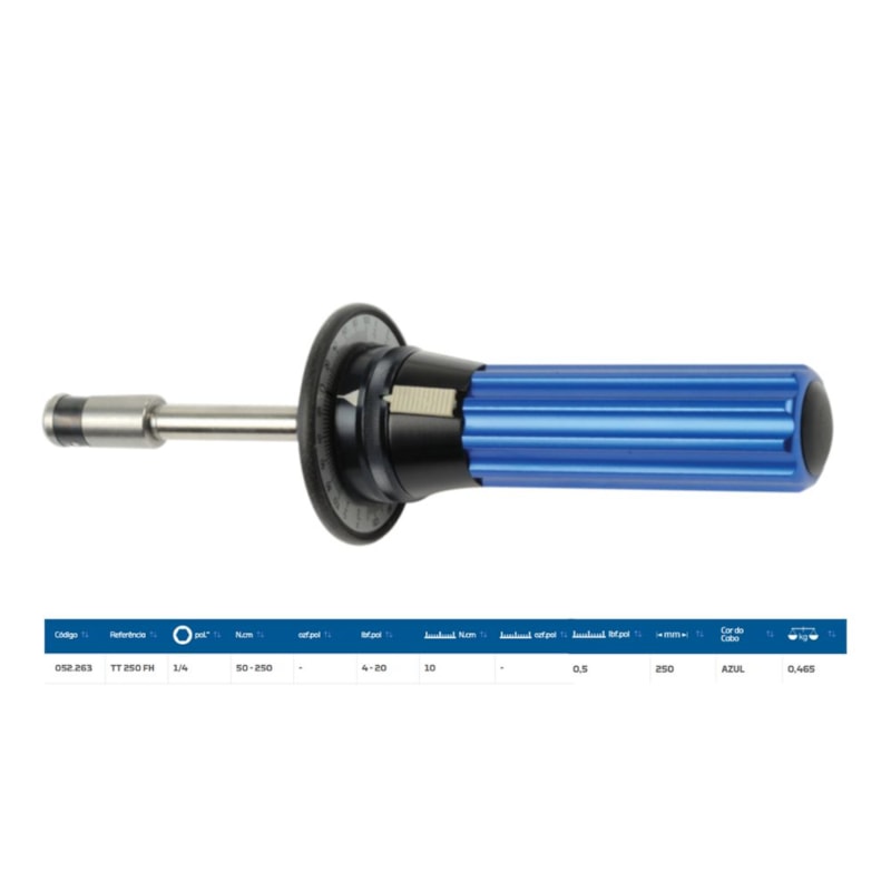 Torquímetro Axial 250Ncm (20LBF.POL) 1/4" Fêmea Azul TT 250 FH GEDORE ...